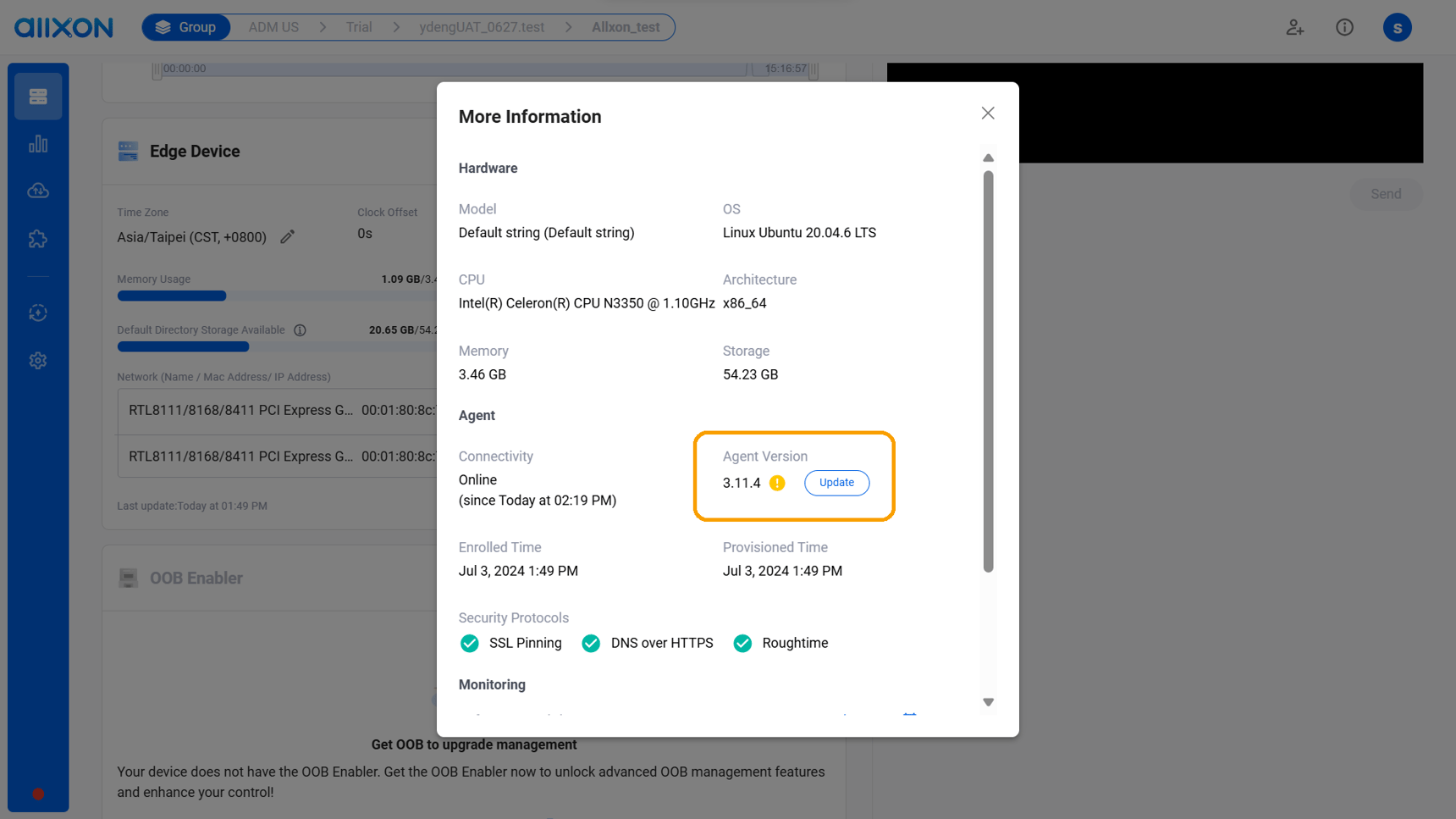 How to update Allxon Agent